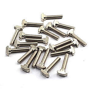 M8X25 T Slot Bolt Carbon Steel Hammer Head Bolt for 4545 Series T Slot Aluminum Extrusion European Standard (20 Pieces)
