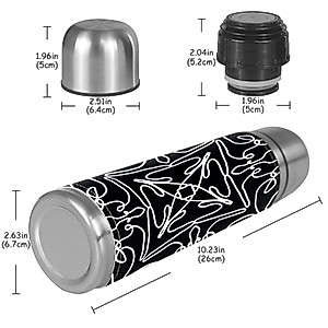 Stainless Steel Leather Vacuum Insulated Mug Vintage Flower Texture Thermos Water Bottle for Hot and Cold Drinks Kids Adults 16 Oz