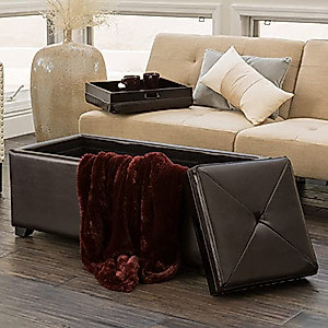 Christopher Knight Home Maxwell Bonded Leather Double Tray Ottoman, Brown