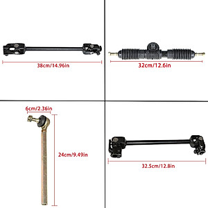 300mm Steering Wheel Steel Kit Gear Rack Pinion Adjustable Shaft Set Replacement for 110cc Go Kart