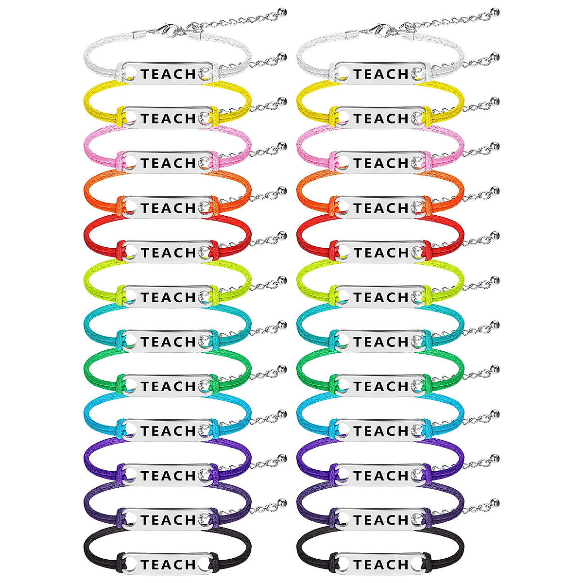 24 Pieces Teach Blessing Bracelets Colorful Greeting Bracelets Graduation Gifts for Women Men Teacher Appreciation Bracelet Graduation Gift Blessing Teacher's Day Gift Presents (Novel Style)