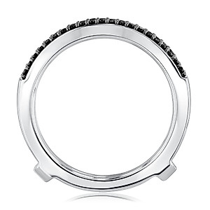 1/4 ctw Round Treated Black Diamond White Gold Ring Guard | Embrace - Size 7