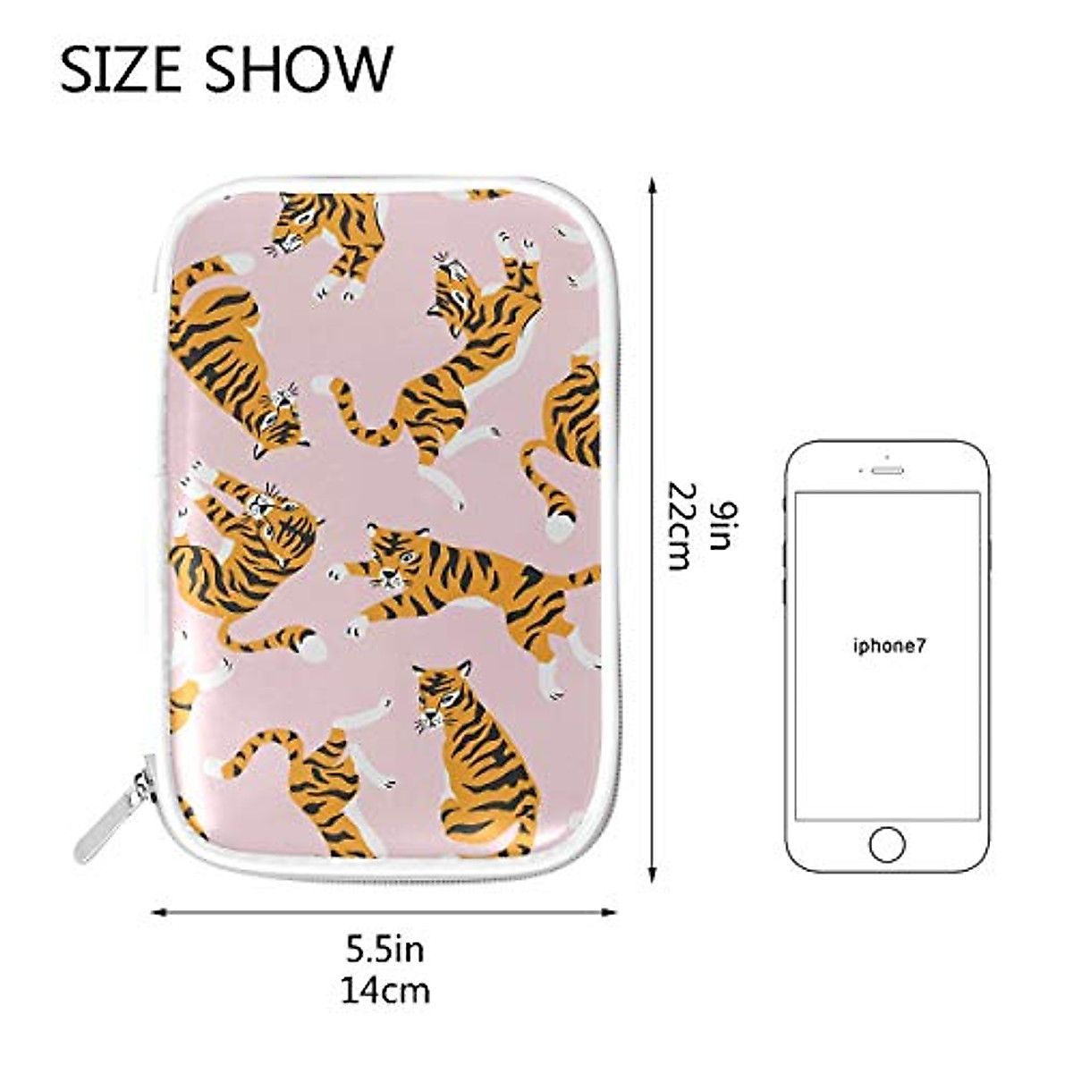 High Capacity Zipper Pen Pencil Case Organizer Cute Tigers On Pattern Multi-Functional Stationery Pencil Pouch Holder Colored Pencil Bags Pencil Box for School Office Student Teen Boy Men Adult Gift