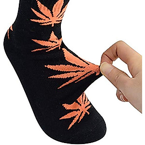 4 Pairs Pack Marijuana Weed Leaf Printed Cotton Athletic Sports High Crew Socks for Women Men (D-4 pairs)
