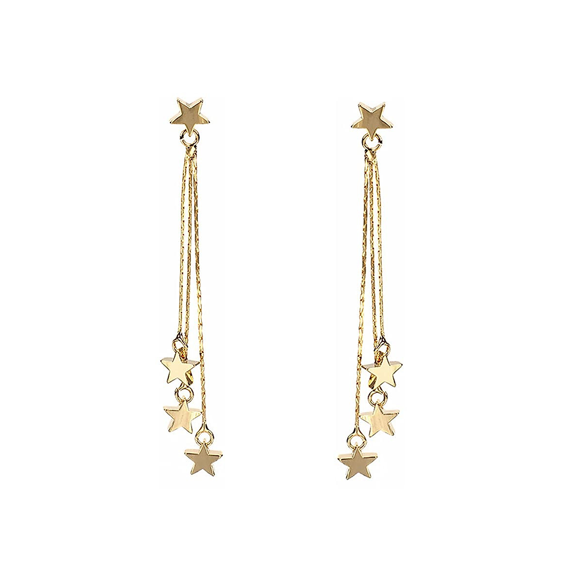 Meteor Star Pendant Earrings for Women Jewelry Gold Silver Lucky Star Dangle Earrings Long Star Tassel Drop Earrings (Star Tassel Earrings-Gold)