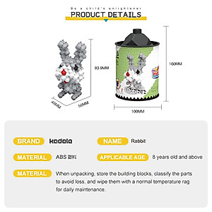 KADELE Easter Bunny Animals Toy Building Sets，Extremely Creative and Challenging STEM Building Toys,Educational Toys for Boys and Girls Ages 8 and Up(80 Pieces)