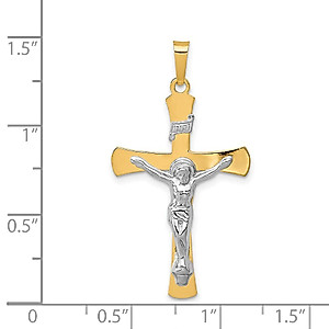 14k Two-tone INRI Crucifix Pendant QXR729