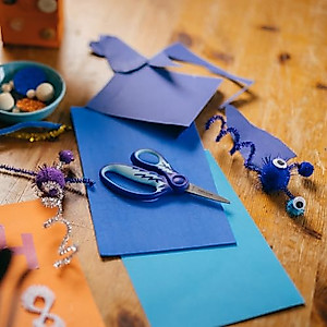 Fiskars 5" Softgrip Left-Handed Pointed-Tip Scissors for Kids Ages 4+ - Left-Handed Scissors for School or Crafting - Back to School Supplies - Blue Lightning