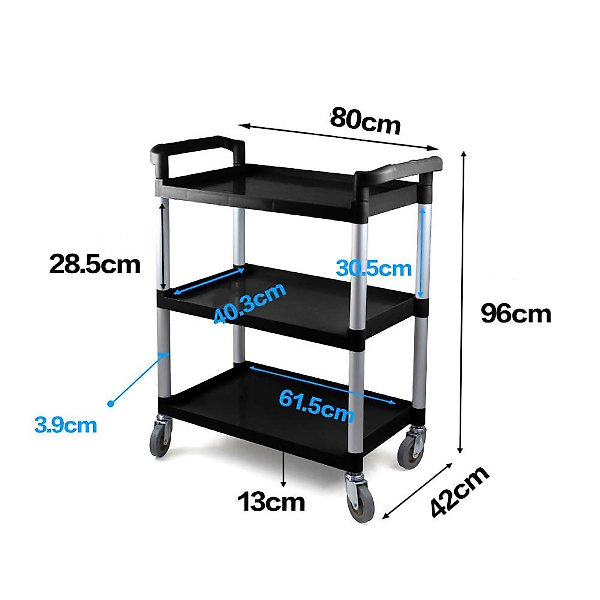 INDYAH Movable Trolleys, Kitchen Storage Hand Trucks, 3 Tier Hotel Catecart,Dining Cart,Fast Restaurant Dish Cart