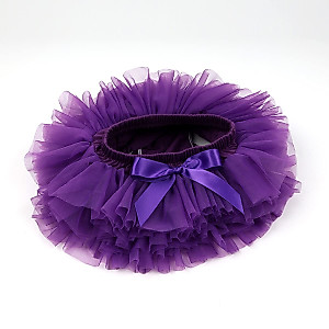 HOOLCHEAN Baby Infant Girls Fluffy Soft Tutu Skirt (Skort) and Headband Suit (Purple, 6-12 Months)