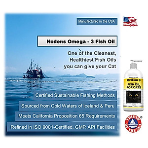 Fish Oil for Cats Natural Omega 3 Fish Oil Liquid for Pets - Cat Shedding Products, Cat Dandruff - Omega 3 Fish Oil for Cats Hairballs - Cat Health Supplies Omega 3 for Cat Vitamins and Supplements