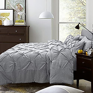 BedsPick Comforter Set Cal King (102"x 108"), Pinch Pleated Bedding Sets 3 Pieces, Pintuck Cationic Dyeing California King Comforter & 2 Pillow Shams, Down Alternative All Season Oversized Bed Set