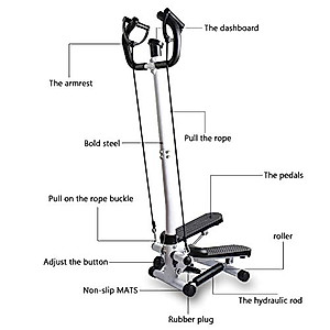 MAD HORNETS Step Fitness Machines Stair Stepper Machine with Handlebar Stair Stepper Fitness Workout Exercise Machine Cardio Equipment with Handle Bar and Digital Display and Resistance Bands