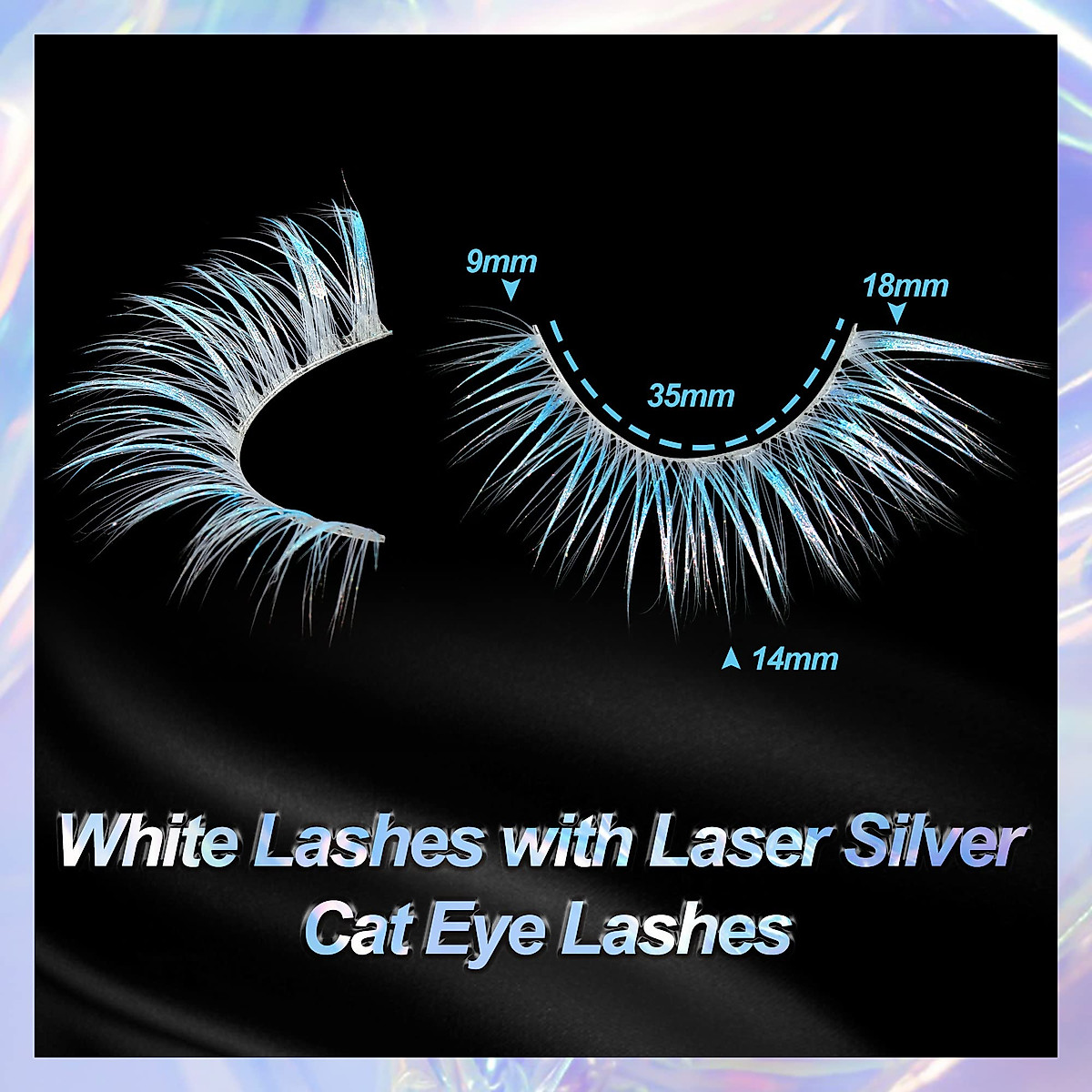 Ruairie White Eyelashes with Laser Silver Colored Lashes False Eyelashes Fluffy Wispy Fake Eyelashes Pack Natural Cat Eye Cosplay False Lashes
