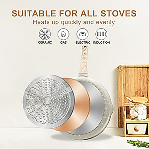 Bobikuke Nonstick Deep Frying Pan, 8-inch Saute Pan Non Stick Skillets Pan for Cooking, Egg Frying Pan with Removable Handle, Dishwasher Safe, Oven Safe, PFOA Free