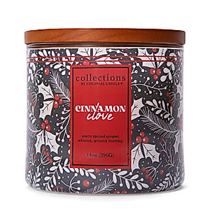 Colonial Candle Cinnamon Clove Scented Jar Candle, Holiday Deco Collection, 3 Wick, Red, 14 oz - Up to 60 Hours Burn
