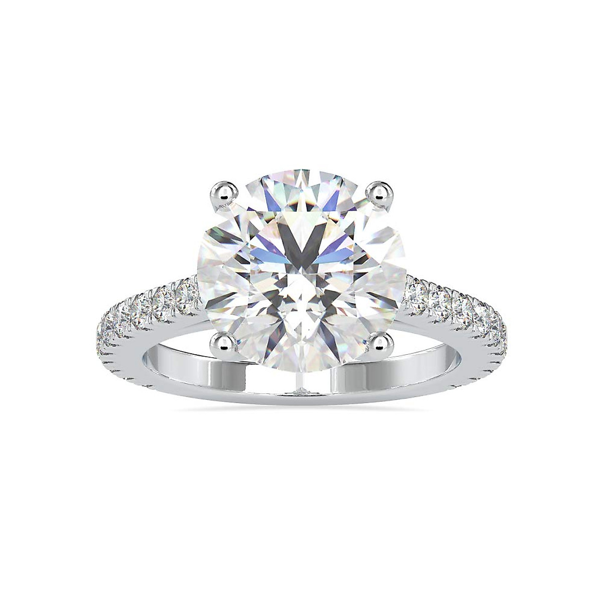 1/2 Carat Natural Diamond and 4 1/2 Carat Moissanite Engagement Ring for Women in 18k White Gold (I-J/G, SI1-SI2/VS2, cttw) Promise Ring for Her Size 4 by VVS Gems