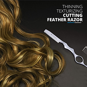 Marhaba AS Hair Cutting Scissors Kit - Professional 10 Piece Barber Scissors Set with Hair Scissors Thinning Shears for Hair Cutting, Stainless Steel Barber Scissors with Cape and Feather Razor