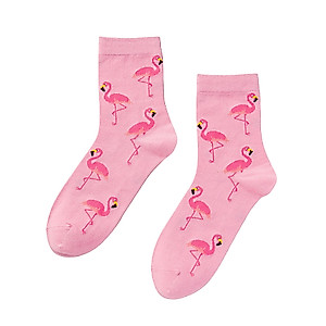 SHENHE Women's Striped Letter Print Athletic Running Above Ankle Crew Socks Flamingo Pink One Size