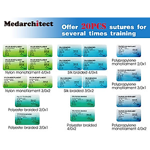 Medarchitect Suture Practice Complete Kit (30 Pieces) for Medical Student Suture Training, Include Upgrade Suture Pad with 14 Pre-Cut Wounds, Suture Tools, Suture Thread & Needle