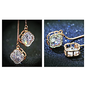 Z-Jeris Women's Crystal Flower Jewelry Tassel Pendant Long Chain Necklace (Rose Gold)