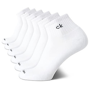 Calvin Klein Men's Socks - Cushioned Above Ankle Athletic Mini-Crew Socks (6 Pack), Size 7-12, White