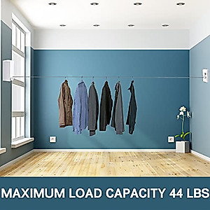 Retractable Clothesline Outdoor Indoor Laundry Line, 13.8 Feet Adjustable Stainless Steel Clothes Line, Wall Mounted Space-Saver Drying Line for Balcony, Bathroom, Heavy Duty Clothesline White