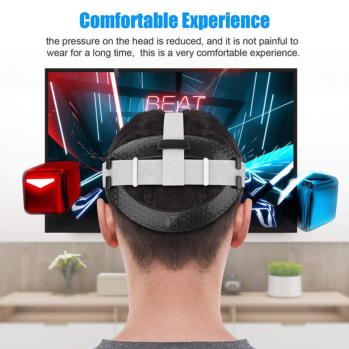 AMVR Head Strap Attachment for Oculus Quest 2, Soft TPU Elite Strap Back Pad VR Accessories Compatible with Meta Quest 2, Reduce Head Pressure to Enhance Comfort and Game Experience（ No Strap, Black）