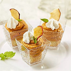 150 Pcs 2 Oz 60ml Small Square Dessert Cups with Spoons 150 Set Plastic Ice Cream Dessert Bowls Disposable Dessert Cake Cups Salad Sundae Dessert Cups Snack Appetizer Cups Serving Bowl Party Favor