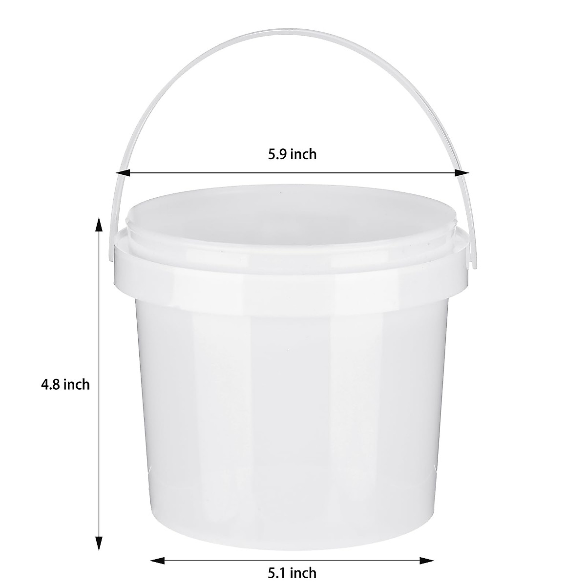 Gerrii 10 Pack White Plastic Bucket with Handle and Lid Food Storage Bucket Containers All Purpose Pail for Multipurpose Paint Water Art Crafts Projects Garage Organization (White,1.5 Quart)