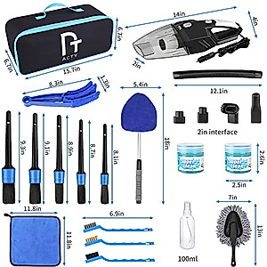 ACTY 17Pcs Car Interior Detailing Kit, Cleaning Kit with High Power Handheld Vacuum, Brush Set, Windshield Tool, Gel, Microfiber Towels, Complete Care, Blue