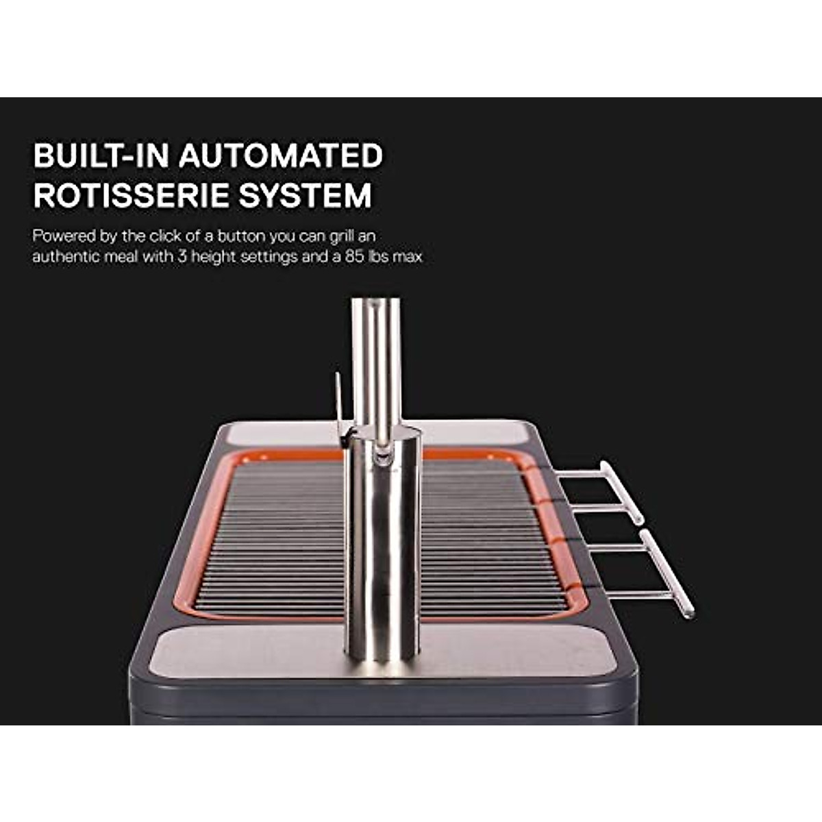 Everdure HUB 54-In. Charcoal Grill with Patented Built-in Rotisserie System & Quick Electric Ignition, Outdoor BBQ Grill, Electric Starter, Adjustable Height, Easy Clean-Up