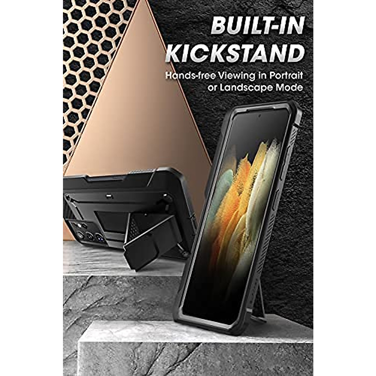 SUPCASE UB Pro Series Case for Samsung Galaxy S21 Ultra 5G(2021 Release) Without Built-in Screen Protector, Full-Body Dual Layer Rugged Holster & Kickstand Case with S Pen Slot (Black)
