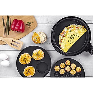 Multi Baker Deluxe- Electric Appliance with Temperature Control, 3 Interchangeable Skillets for Grilling, Baking or Dessert Making- Grilled Cheese, Omelets, Personal Pizza, Takoyaki, Sandwiches, Cake Pops & More, Great Gift