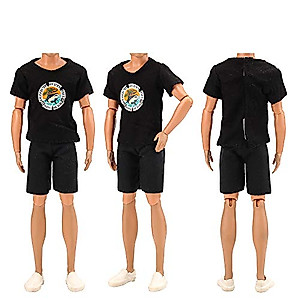 BARWA Lot 3 Sets Fashion Outfit Clothes 3 Tops with 3 Trousers for 12 inch Boy Friend Doll