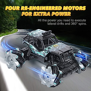 eirix Remote Control Car Off Road RC Drift Car Gift for Kids Adults Birthday Christmas 360° Flips High Speed Racing Stunt Toy Car Monster Truck RC Crawler Vehicle All Terrain (Green)