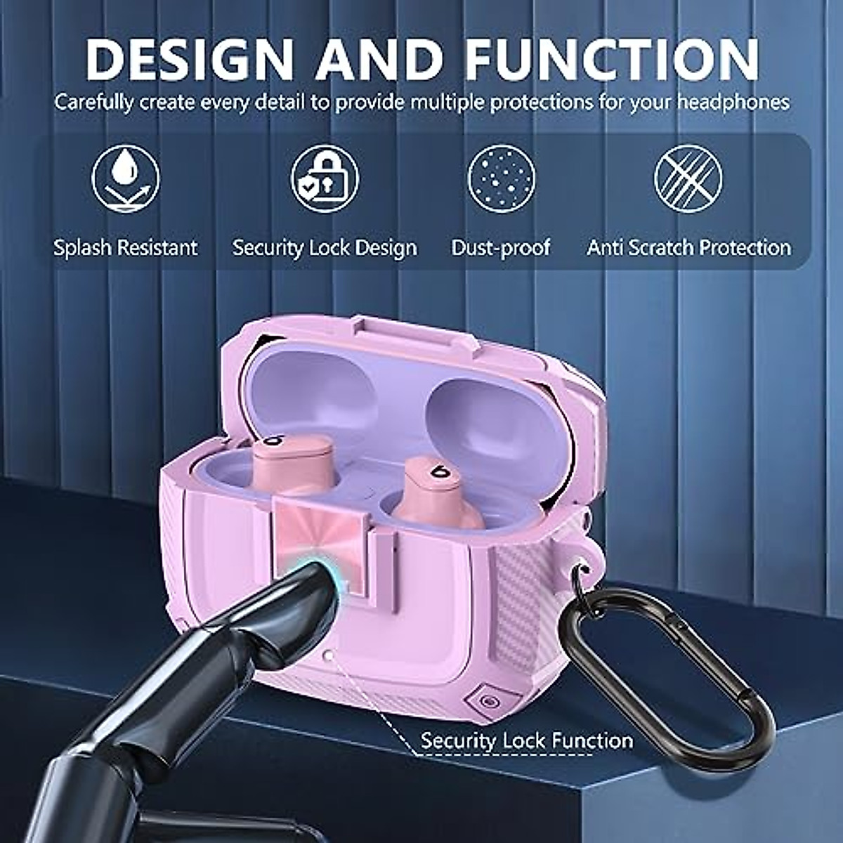 [Upgrade Secure Lock] Beats Studio Buds Case(2021)/Beats Studio Buds+Case(2023), TPU Anti-Lost Protective Case Cover for Beats Studio Buds Plus with Accessories Keychain/Cleaning Pen/Lanyard