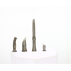 MR Direct 710-bn Brushed Nickel 4-Hole Single-Handle Standard Kitchen Faucet with Side Spray and Soap Dispenser