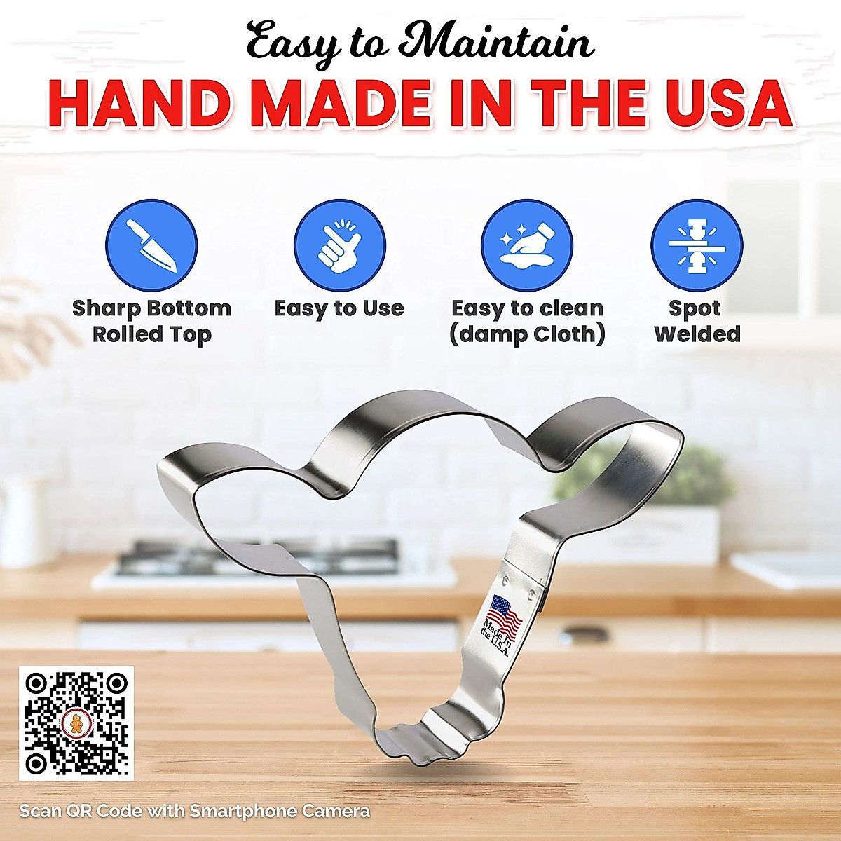 Steer Head Cookie Cutter – Made in the USA – Foose Cookie Cutters Tin Plated Steel – Steer Head Cookie Mold (5.25 Inch)