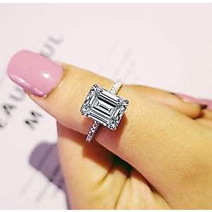 SUKKCCNO Jewelry 3 Carat CZ Engagement Rings Simulated Diamond Engagement Ring for Women Silver Wedding Jewelry (US code 8)