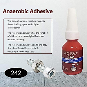 1pc 10g 242 Thread Seal Lock Glue Screw Blue Anaerobic Adhesive, Strength Anaerobic Oil Tolerant Threadlocker, for Bonding Various Metal Screws