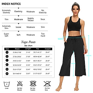DIBAOLONG Womens Capri Pants Loose Yoga Pants Wide Leg Drawstring Comfy Lounge Pajama Capris Sweatpants with Pockets Charcoal Grey M