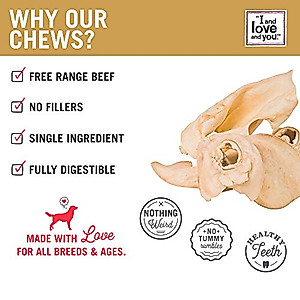 "I and love and you" Ear Candy Cow Ear Strips - Grain Free Dog Chews, 100% Beef Cow Ears, 2.5-Ounce