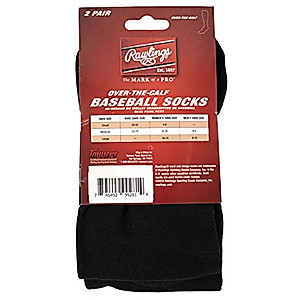 Rawlings Womens Athletic Baseball Socks 2 Pair (Medium/Black), Black, Medium US