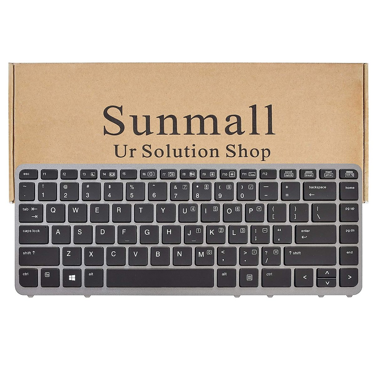 SUNMALL Laptop Keyboard Replacement with Backlit (Without Pointer) Compatible with HP EliteBook 840 G1 G2 / 850 G1 G2 / 745 G1 G2/HP ZBook 14 Series Laptop US Layout (with Silver Frame)