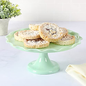 Martha Stewart Highbrook 11" Handmade Jadeite Glass Cake Stand - Ruffle Trim