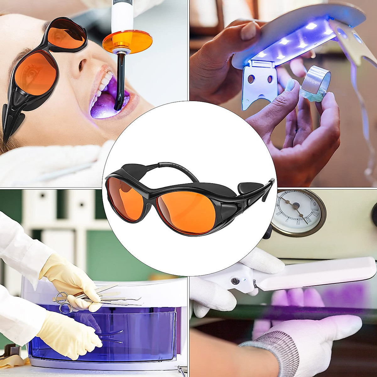 Professional UV Light Safety Glasses for 90nm-490nm wavelength UV lamps, UVC protective glasses, blocking blue light , Anti-Fatigue Anti Glare, shatterproof, anti-scratch and anti-fog, orange lenses