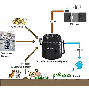 PUXIN Home Biogas Digester Systems, PX-2.65, 59 * 59 inch, Backyard Biodigester, Biogas Plant to Replace Composter