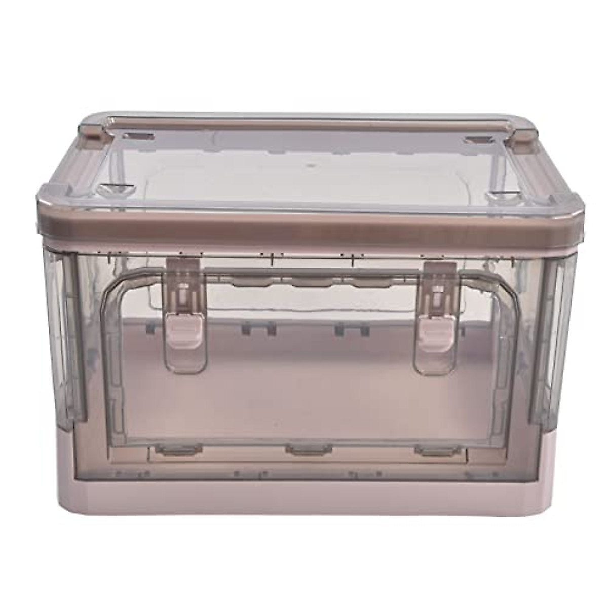 Stackable Storage Bin 35L Pink Double Door 4 Wheel Foldable Stackable Storage Box for Office Home Bedroom