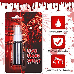Fake Blood Vampire Halloween Makeup, Washable Bloody Mary Fake Blood Spray for Clothes Face Body Paint Realistic Halloween Blood for Zombie Vampire Monster Makeup Cosplay, Realistic Blood Splatter 1oz